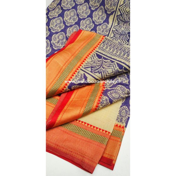 SAREE INDIA ALGODÓN BLOCK PRINT - India Bazaar Chile