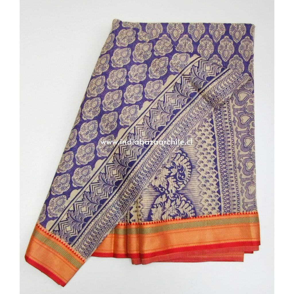 SAREE INDIA ALGODÓN BLOCK PRINT - India Bazaar Chile